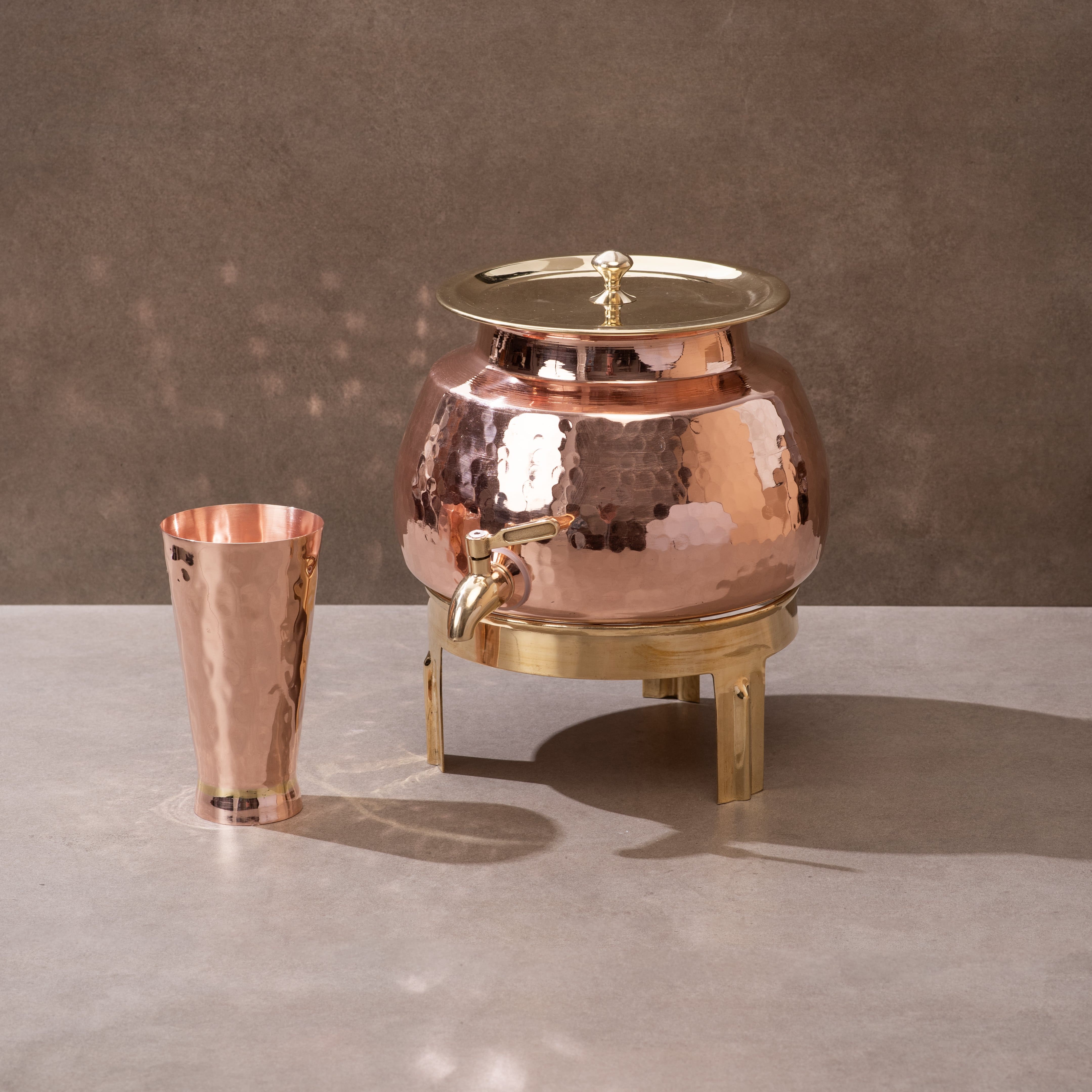 Pure Copper Water Dispenser with Glass – P-TAL