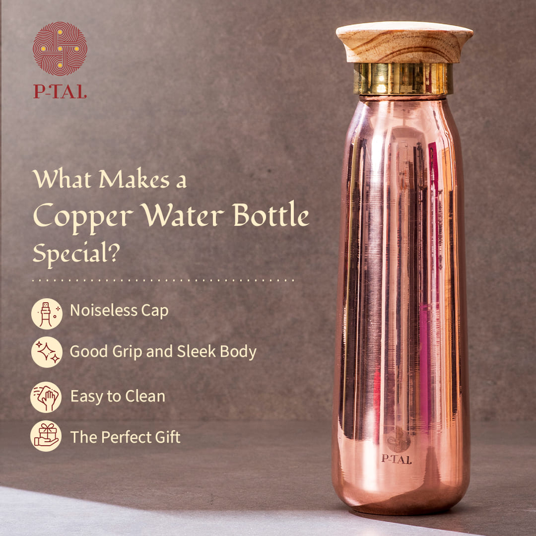 Copper Bottle, 100% Leakproof Copper Water Bottle – P-TAL: Traditional ...
